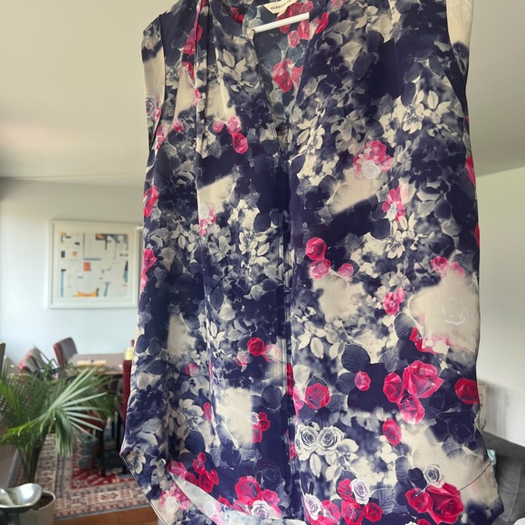 Rebecca Taylor | Tops | Rebecca Taylor Navy And Pink Floral Top | Poshmark